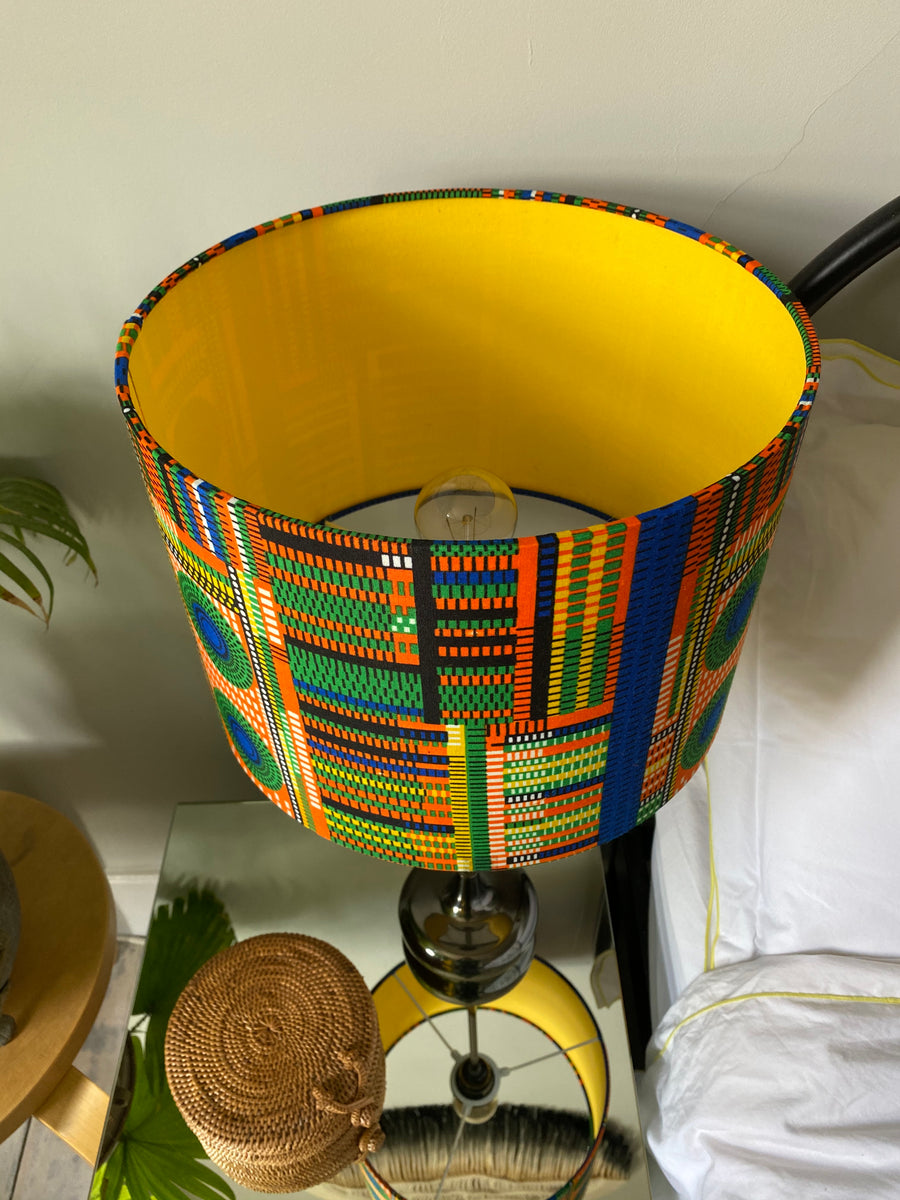 Double-sided ‘Grid’ multicoloured Ankara print lampshade – Ciaran Dance ...